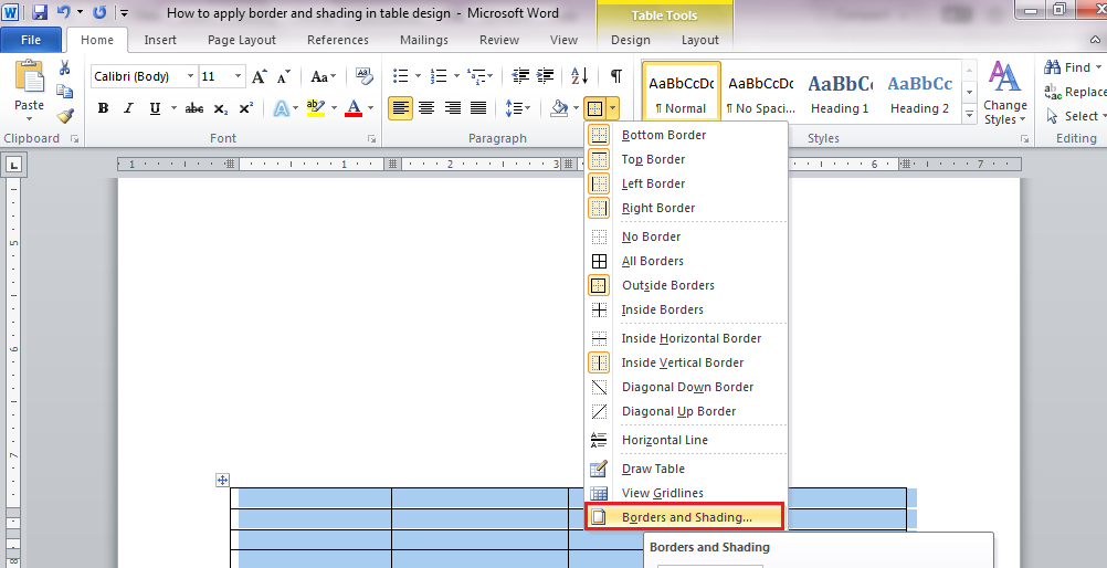 How to apply border and shading in table design – Computer Tips and ...