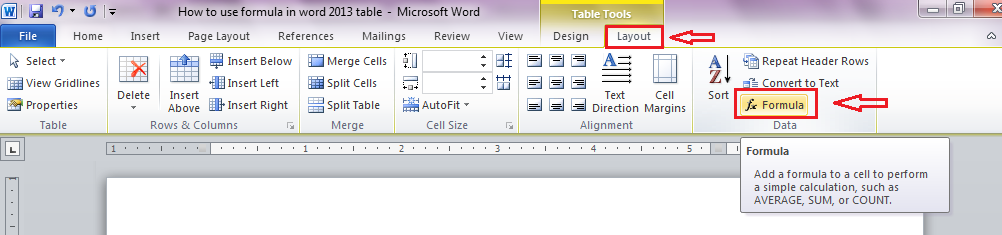 How to use formula in word table – Computer Tips and Articles